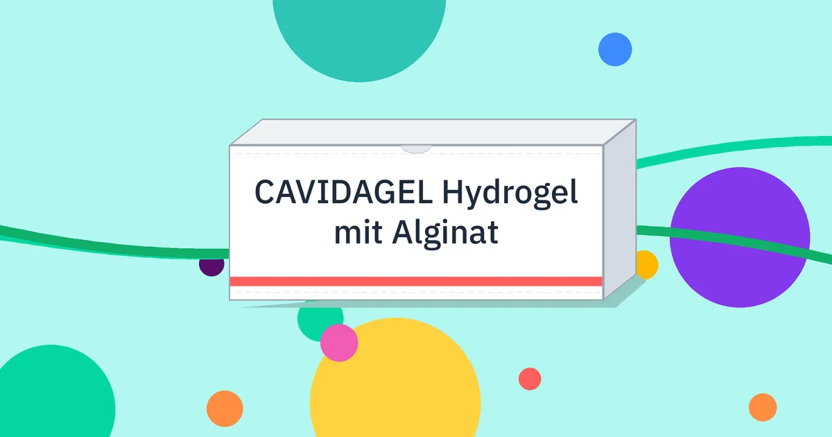 Symbolbild: Packung mit der Aufschrift CAVIDAGEL Hydrogel mit Alginat (PZN 12897596) – Verfügbarkeit und Bezug in Apotheken in Frankfurt am Main