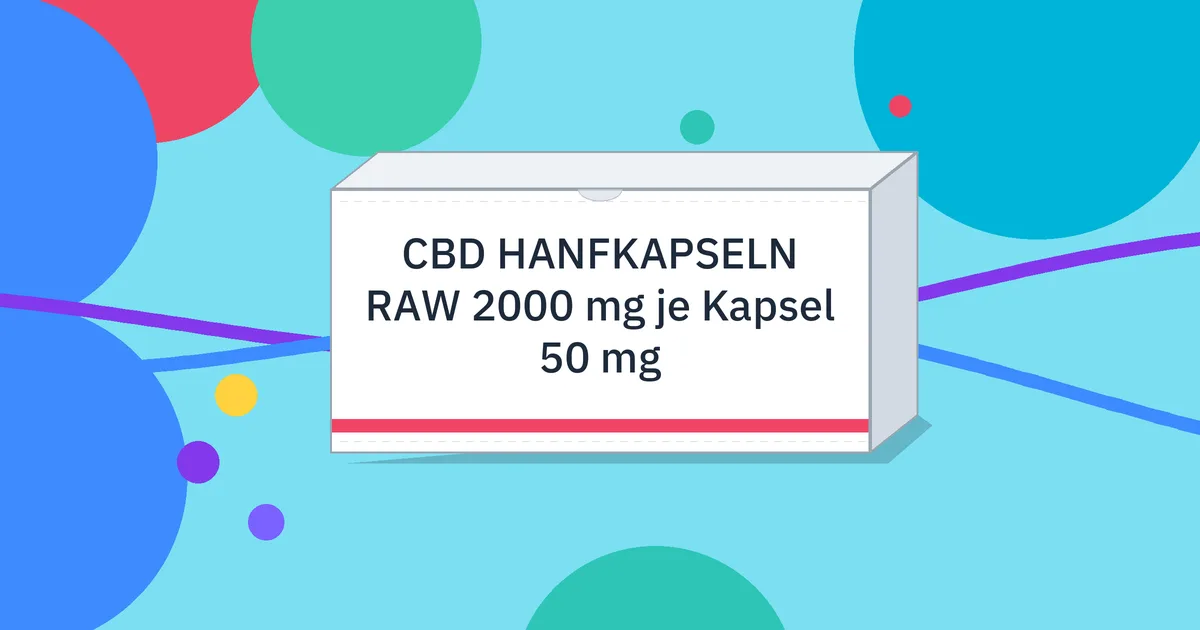 Symbolbild: Packung mit der Aufschrift CBD HANFKAPSELN RAW 2000 mg je Kapsel 50 mg (PZN 15631054) – Verfügbarkeit und Bezug in Apotheken in Frankfurt am Main
