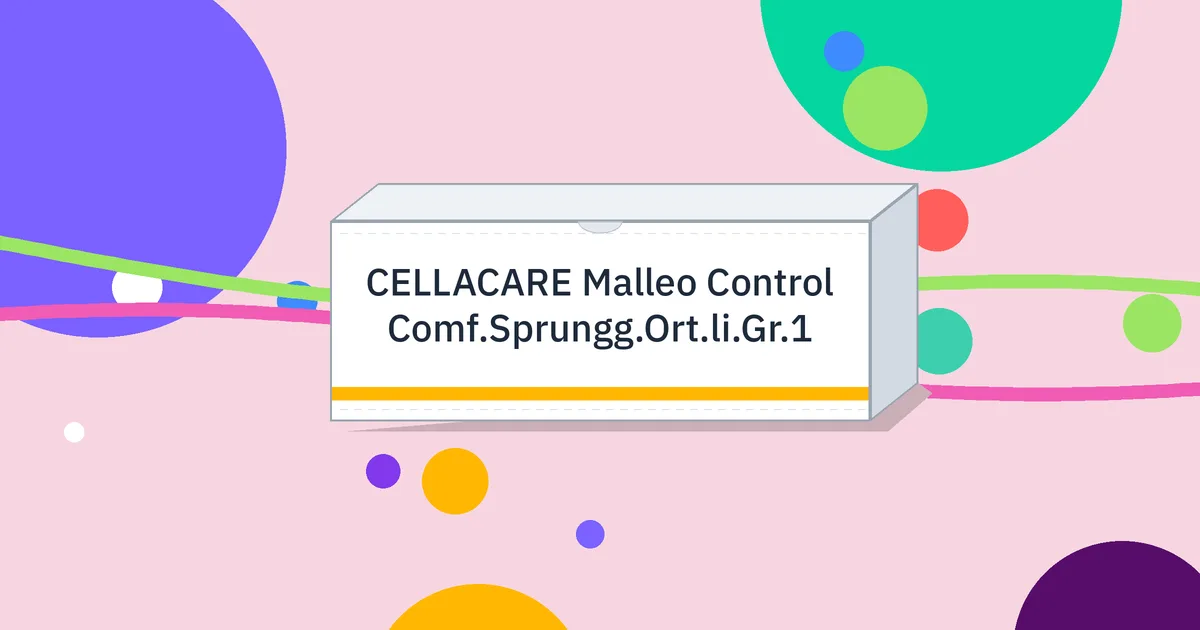 Symbolbild: Packung mit der Aufschrift CELLACARE Malleo Control Comf.Sprungg.Ort.li.Gr.1 (PZN 15253563) – Verfügbarkeit und Bezug in Apotheken in Frankfurt am Main
