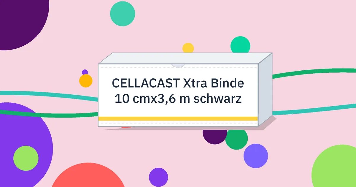 Symbolbild: Packung mit der Aufschrift CELLACAST Xtra Binde 10 cmx3,6 m schwarz (PZN 14252685) – Verfügbarkeit und Bezug in Apotheken in Frankfurt am Main