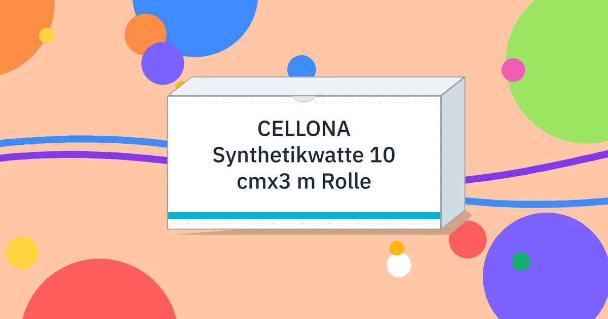 Symbolbild: Packung mit der Aufschrift CELLONA Synthetikwatte 10 cmx3 m Rolle (PZN 02754186) – Verfügbarkeit und Bezug in Apotheken in Frankfurt am Main