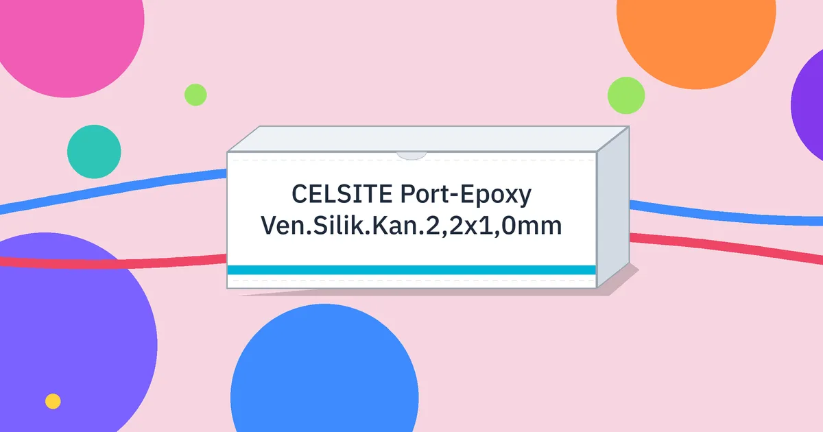 Symbolbild: Packung mit der Aufschrift CELSITE Port-Epoxy Ven.Silik.Kan.2,2x1,0mm (PZN 01057835) – Verfügbarkeit und Bezug in Apotheken in Frankfurt am Main