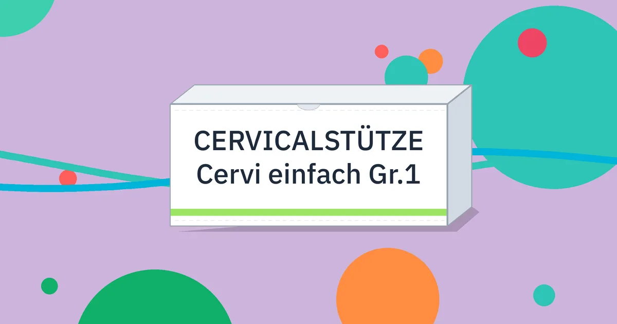 Symbolbild: Packung mit der Aufschrift CERVICALSTÜTZE Cervi einfach Gr.1 (PZN 05041972) – Verfügbarkeit und Bezug in Apotheken in Frankfurt am Main