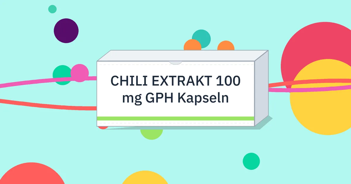Symbolbild: Packung mit der Aufschrift CHILI EXTRAKT 100 mg GPH Kapseln (PZN 06832405) – Verfügbarkeit und Bezug in Apotheken in Frankfurt am Main