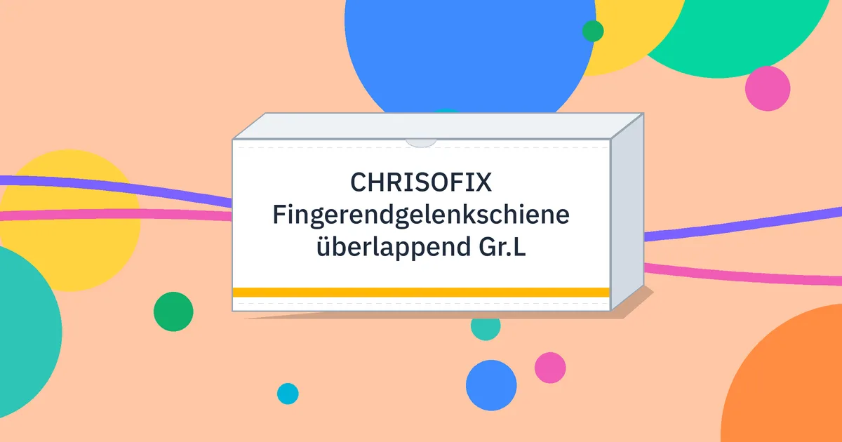 Symbolbild: Packung mit der Aufschrift CHRISOFIX Fingerendgelenkschiene überlappend Gr.L (PZN 09913788) – Verfügbarkeit und Bezug in Apotheken in Frankfurt am Main