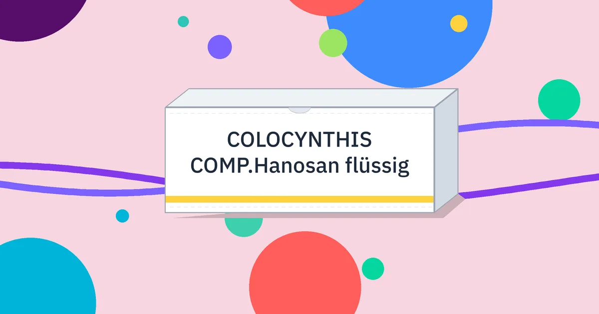 Symbolbild: Packung mit der Aufschrift COLOCYNTHIS COMP.Hanosan flüssig (PZN 03629833) – Verfügbarkeit und Bezug in Apotheken in Frankfurt am Main