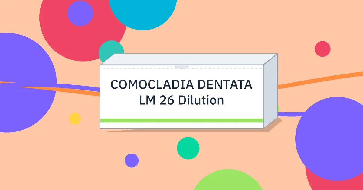 Symbolbild: Packung mit der Aufschrift COMOCLADIA DENTATA LM 26 Dilution (PZN 13449405) – Verfügbarkeit und Bezug in Apotheken in Frankfurt am Main