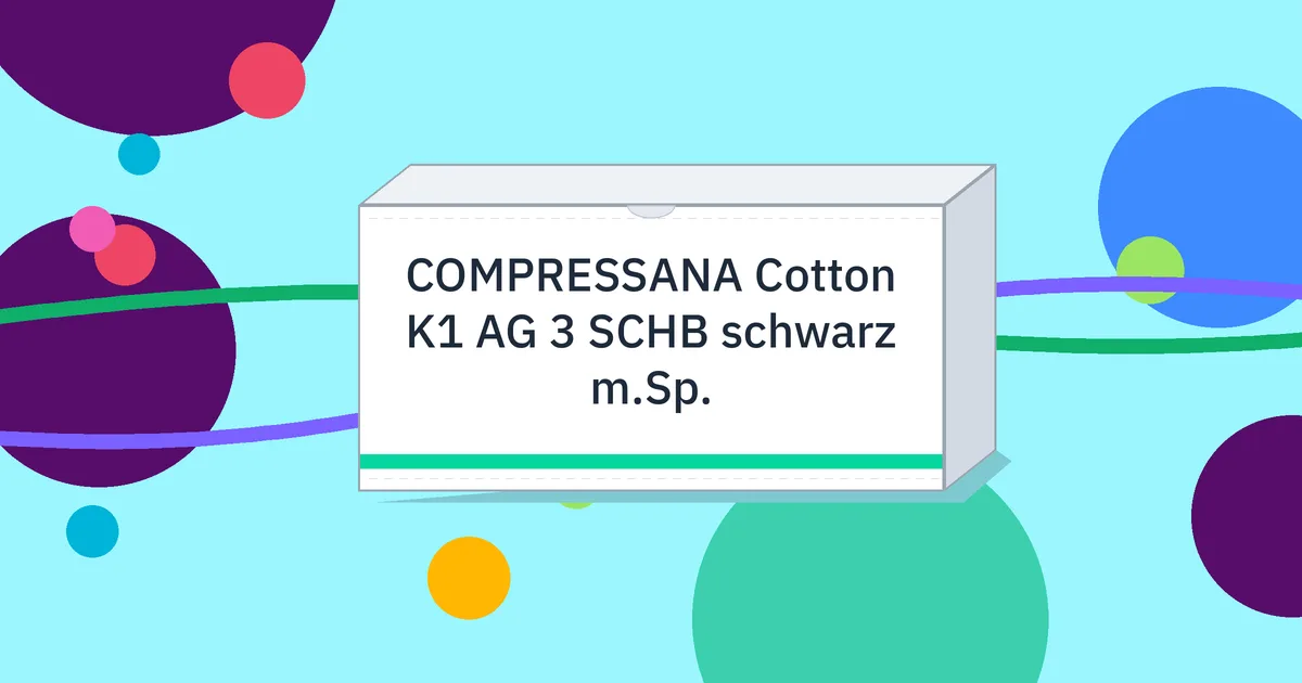 Symbolbild: Packung mit der Aufschrift COMPRESSANA Cotton K1 AG 3 SCHB schwarz m.Sp. (PZN 16959638) – Verfügbarkeit und Bezug in Apotheken in Frankfurt am Main