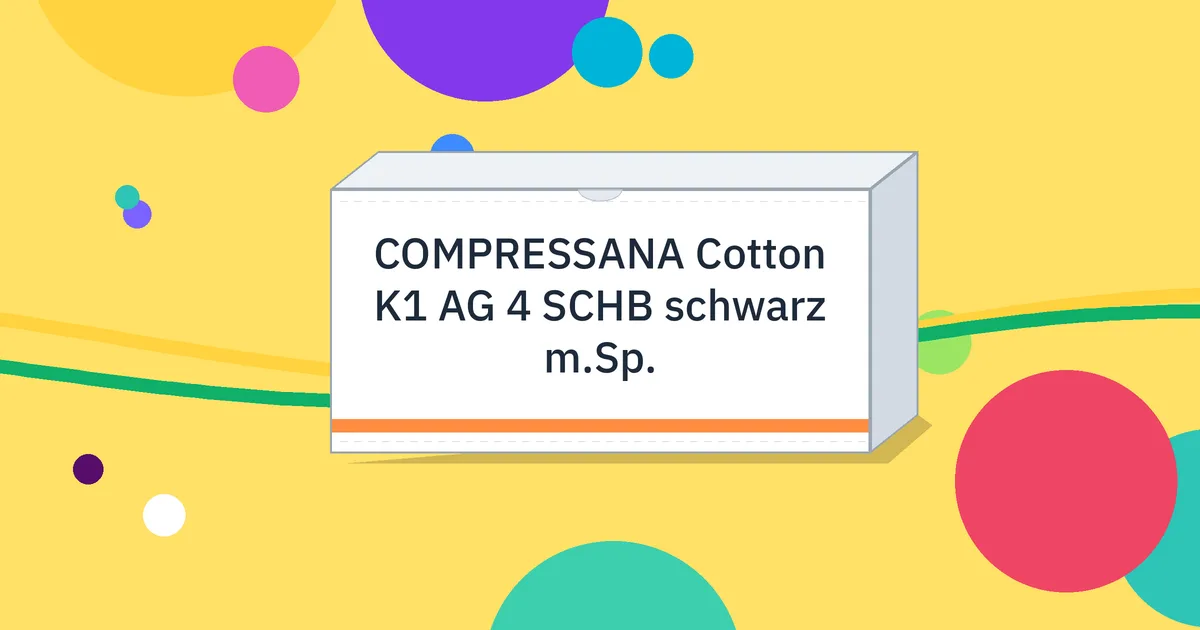 Symbolbild: Packung mit der Aufschrift COMPRESSANA Cotton K1 AG 4 SCHB schwarz m.Sp. (PZN 16959733) – Verfügbarkeit und Bezug in Apotheken in Frankfurt am Main