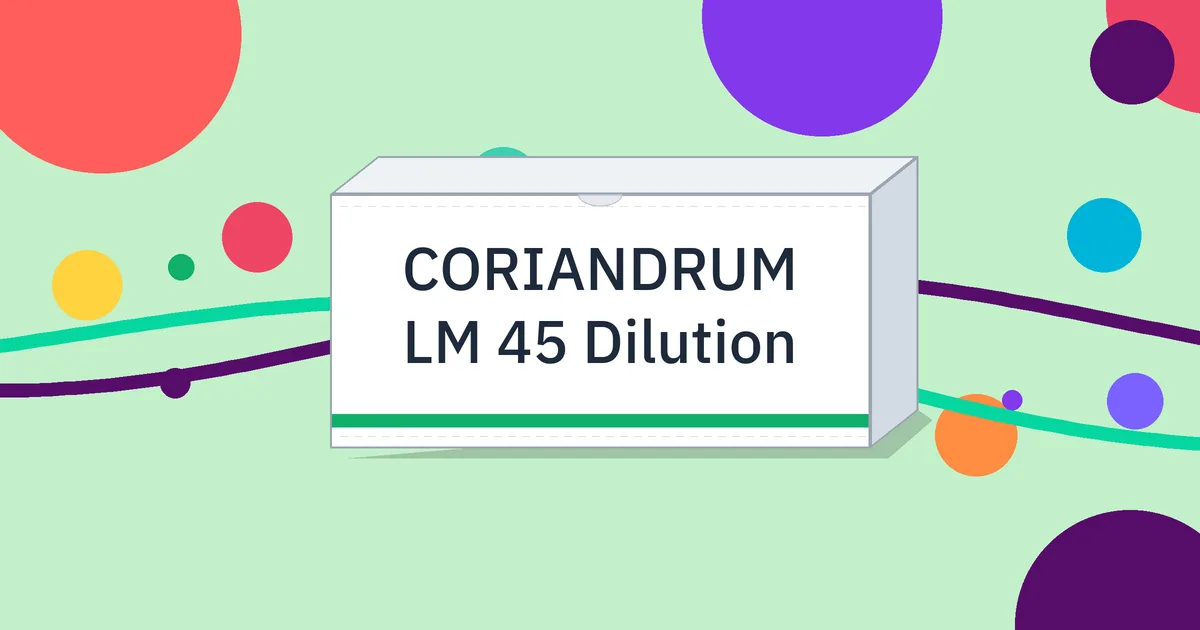 Symbolbild: Packung mit der Aufschrift CORIANDRUM LM 45 Dilution (PZN 12834696) – Verfügbarkeit und Bezug in Apotheken in Frankfurt am Main