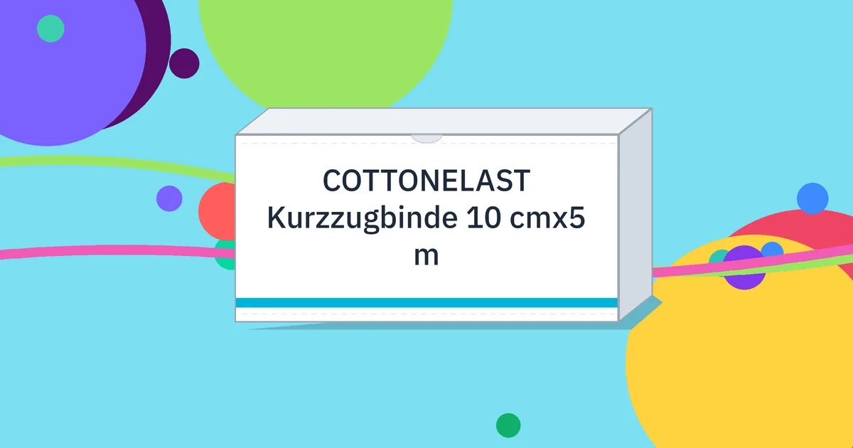 Symbolbild: Packung mit der Aufschrift COTTONELAST Kurzzugbinde 10 cmx5 m (PZN 18037759) – Verfügbarkeit und Bezug in Apotheken in Frankfurt am Main