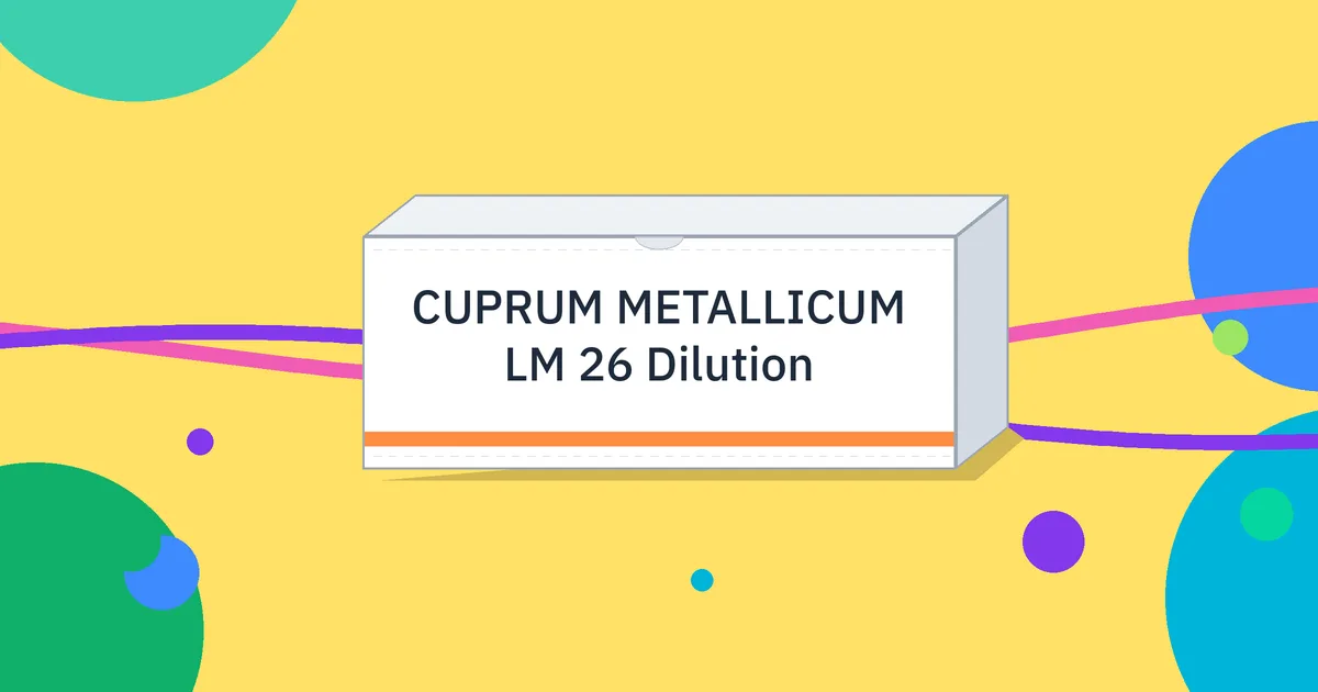 Symbolbild: Packung mit der Aufschrift CUPRUM METALLICUM LM 26 Dilution (PZN 12838300) – Verfügbarkeit und Bezug in Apotheken in Frankfurt am Main