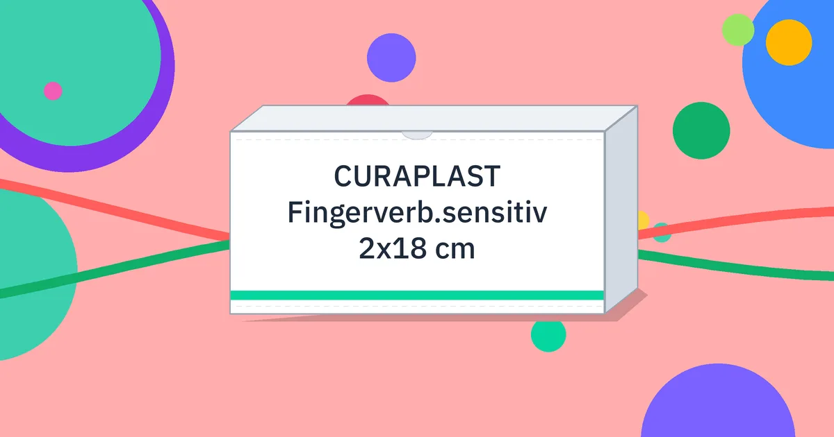 Symbolbild: Packung mit der Aufschrift CURAPLAST Fingerverb.sensitiv 2x18 cm (PZN 15997542) – Verfügbarkeit und Bezug in Apotheken in Frankfurt am Main