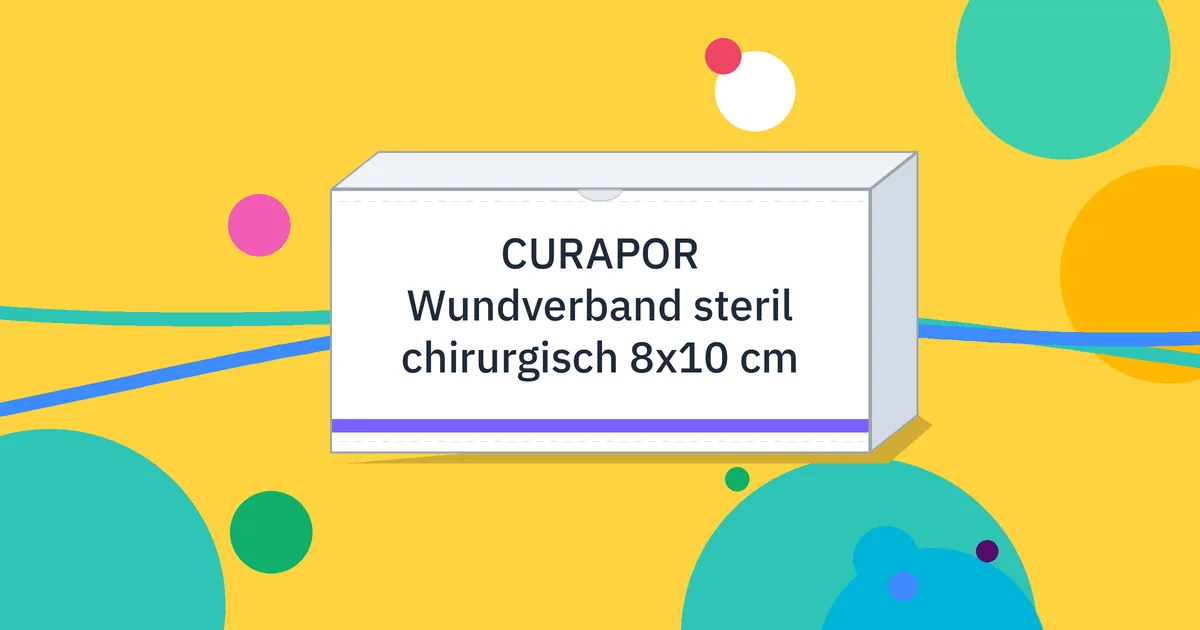 Symbolbild: Packung mit der Aufschrift CURAPOR Wundverband steril chirurgisch 8x10 cm (PZN 20371974) – Verfügbarkeit und Bezug in Apotheken in Frankfurt am Main
