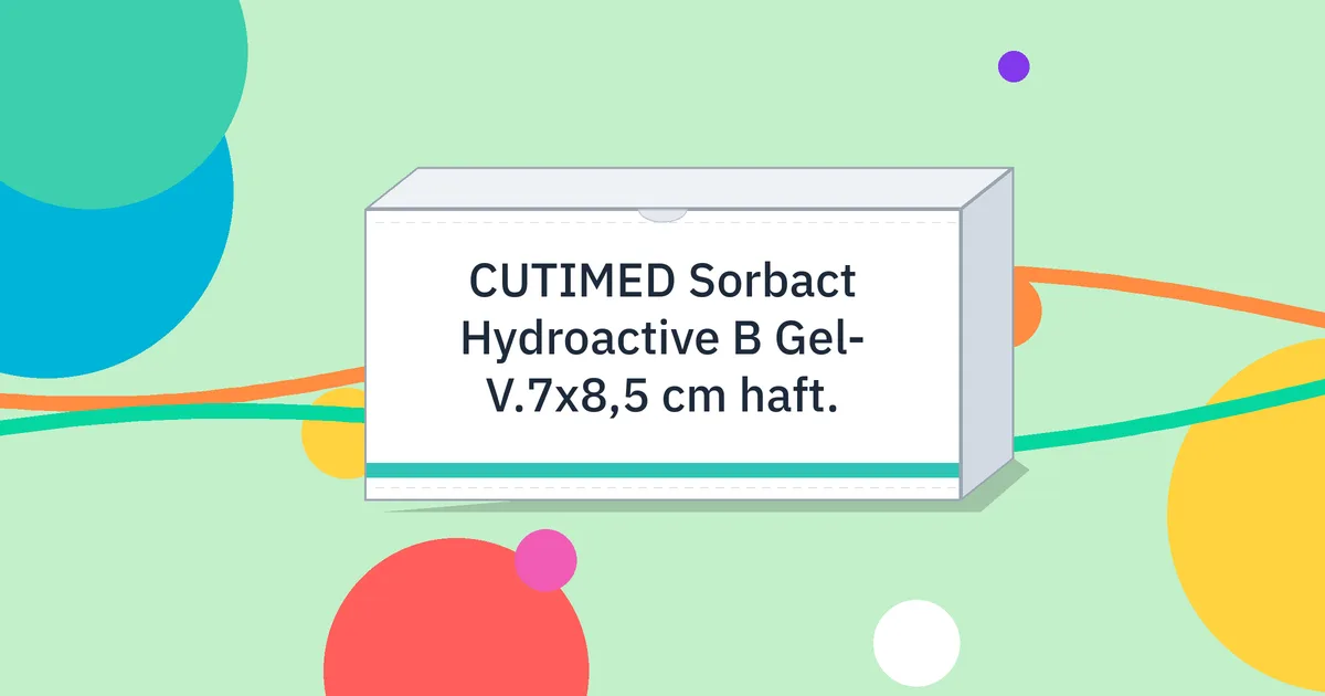 Symbolbild: Packung mit der Aufschrift CUTIMED Sorbact Hydroactive B Gel-V.7x8,5 cm haft. (PZN 16537222) – Verfügbarkeit und Bezug in Apotheken in Frankfurt am Main