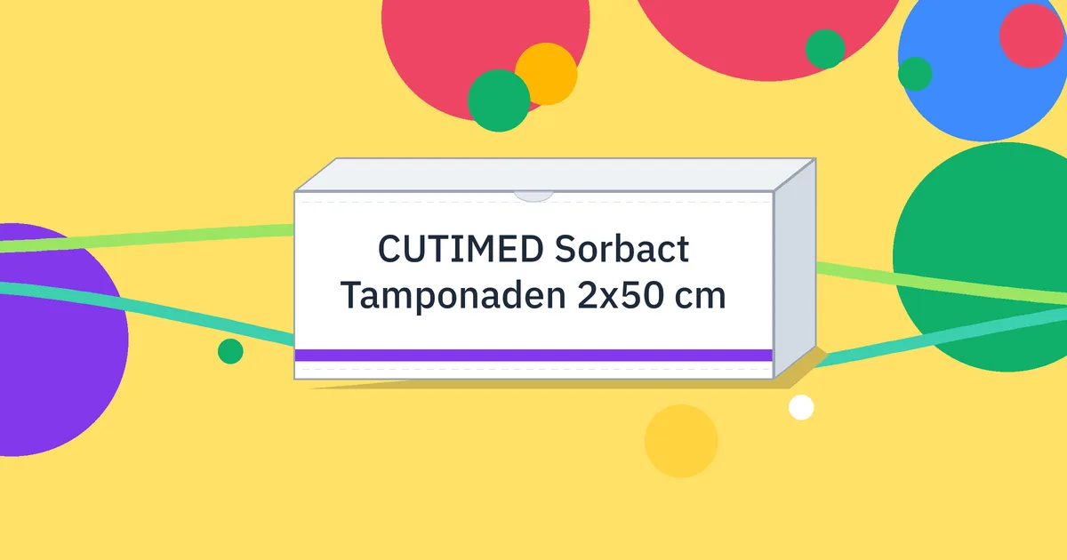 Symbolbild: Packung mit der Aufschrift CUTIMED Sorbact Tamponaden 2x50 cm (PZN 17310667) – Verfügbarkeit und Bezug in Apotheken in Frankfurt am Main
