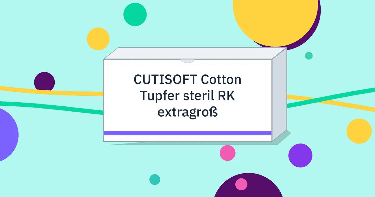 Symbolbild: Packung mit der Aufschrift CUTISOFT Cotton Tupfer steril RK extragroß (PZN 03901761) – Verfügbarkeit und Bezug in Apotheken in Frankfurt am Main