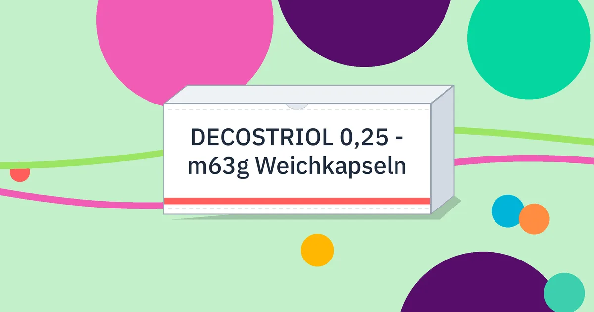 Symbolbild: Packung mit der Aufschrift DECOSTRIOL 0,25 -m63g Weichkapseln (PZN 08890447) – Verfügbarkeit und Bezug in Apotheken in Frankfurt am Main