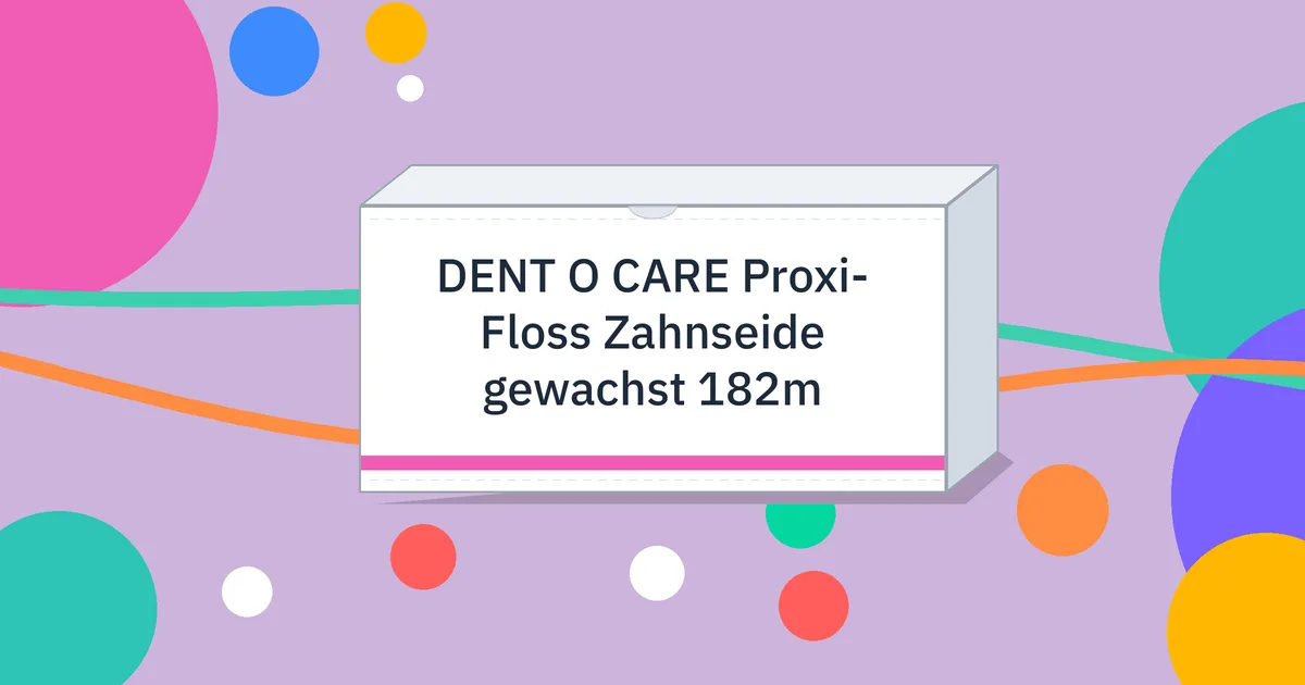Symbolbild: Packung mit der Aufschrift DENT O CARE Proxi-Floss Zahnseide gewachst 182m (PZN 00245055) – Verfügbarkeit und Bezug in Apotheken in Frankfurt am Main