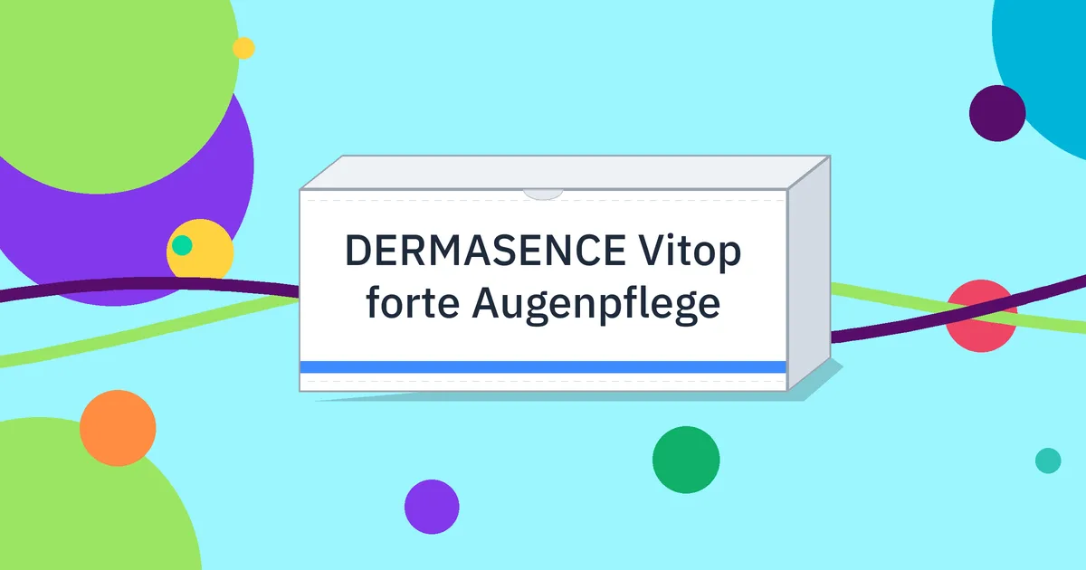Symbolbild: Packung mit der Aufschrift DERMASENCE Vitop forte Augenpflege (PZN 16913085) – Verfügbarkeit und Bezug in Apotheken in Frankfurt am Main