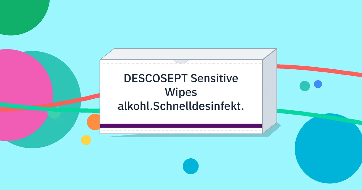 Symbolbild: Packung mit der Aufschrift DESCOSEPT Sensitive Wipes alkohl.Schnelldesinfekt. (PZN 16884343) – Verfügbarkeit und Bezug in Apotheken in Frankfurt am Main