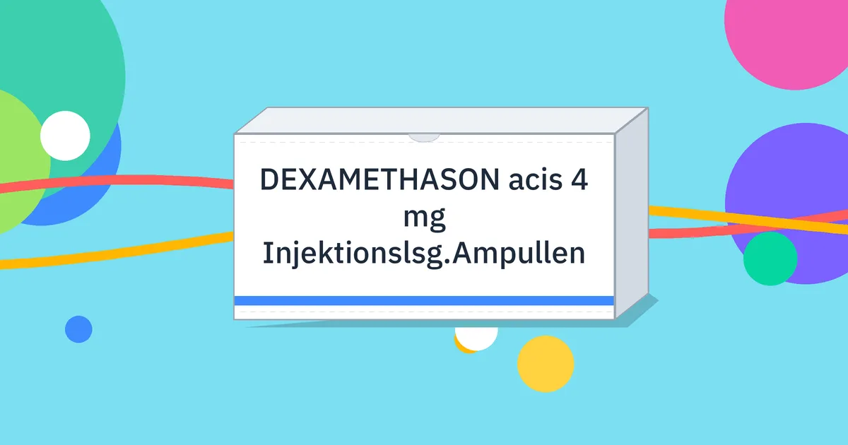 Symbolbild: Packung mit der Aufschrift DEXAMETHASON acis 4 mg Injektionslsg.Ampullen (PZN 02592074) – Verfügbarkeit und Bezug in Apotheken in Frankfurt am Main