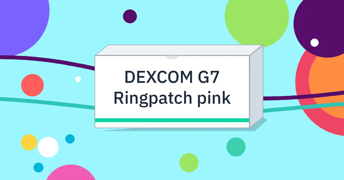 Symbolbild: Packung mit der Aufschrift DEXCOM G7 Ringpatch pink (PZN 19865866) – Verfügbarkeit und Bezug in Apotheken in Frankfurt am Main