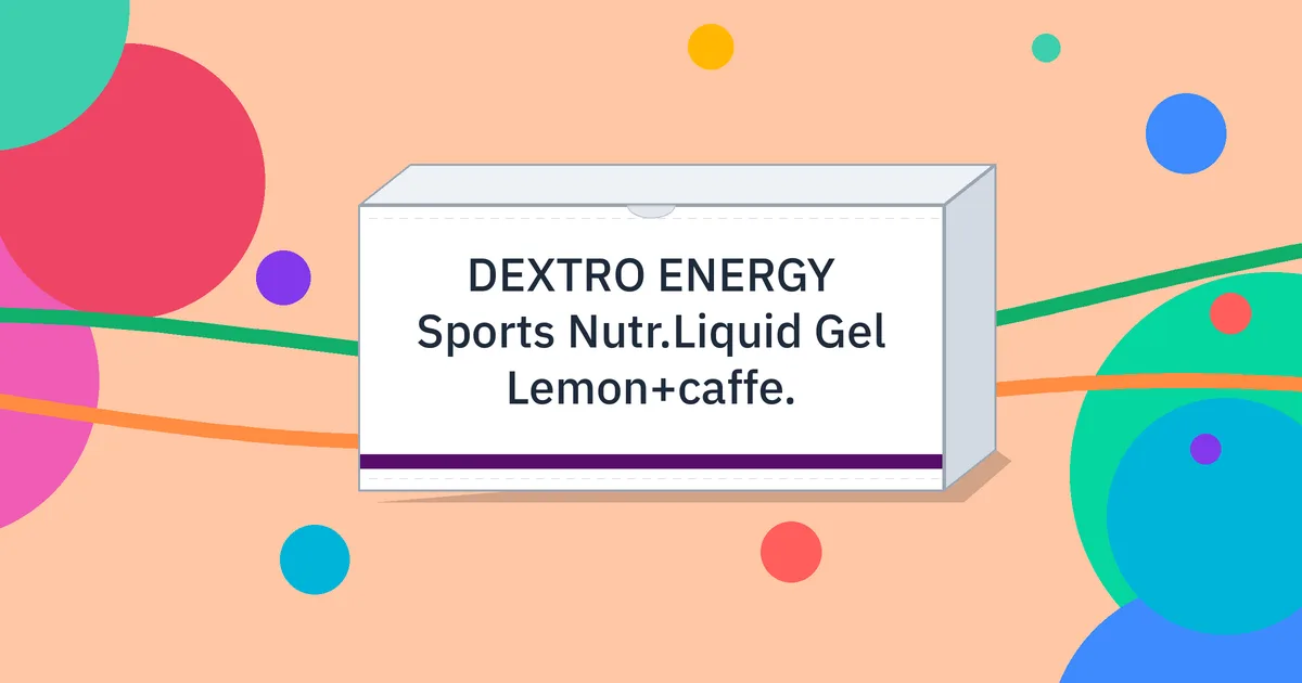 Symbolbild: Packung mit der Aufschrift DEXTRO ENERGY Sports Nutr.Liquid Gel Lemon+caffe. (PZN 06838939) – Verfügbarkeit und Bezug in Apotheken in Frankfurt am Main