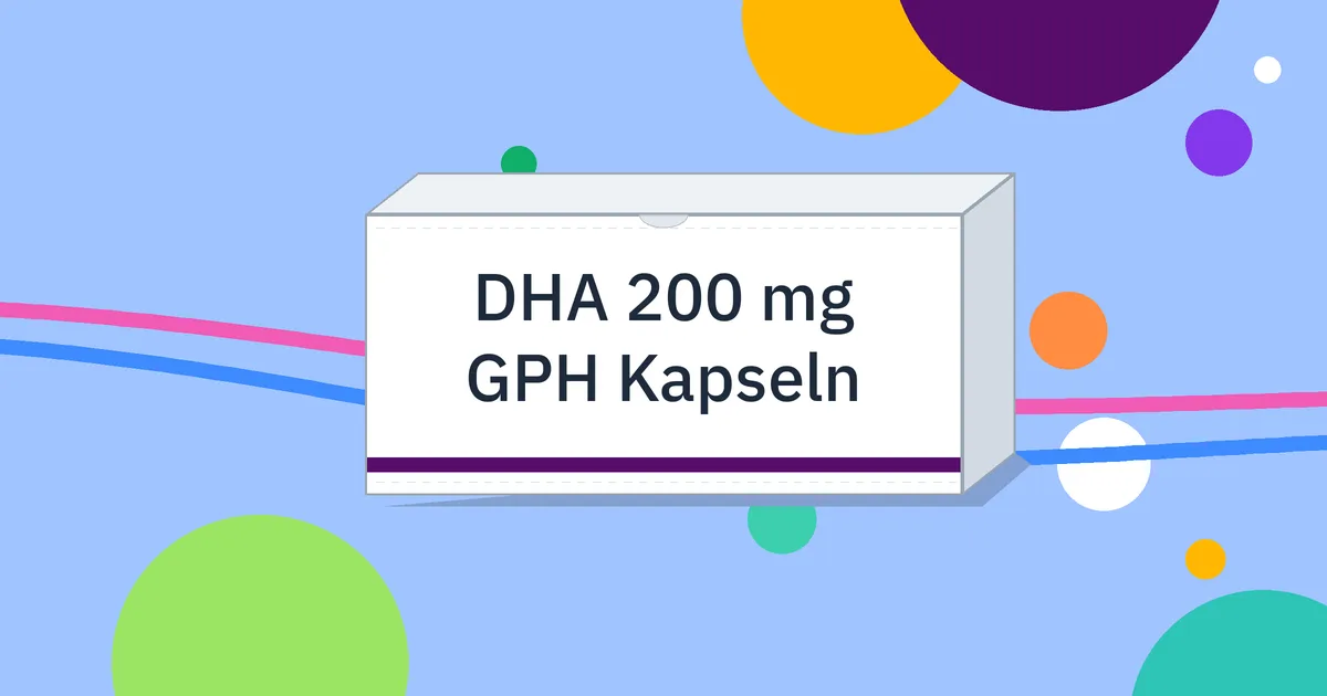 Symbolbild: Packung mit der Aufschrift DHA 200 mg GPH Kapseln (PZN 11190268) – Verfügbarkeit und Bezug in Apotheken in Frankfurt am Main