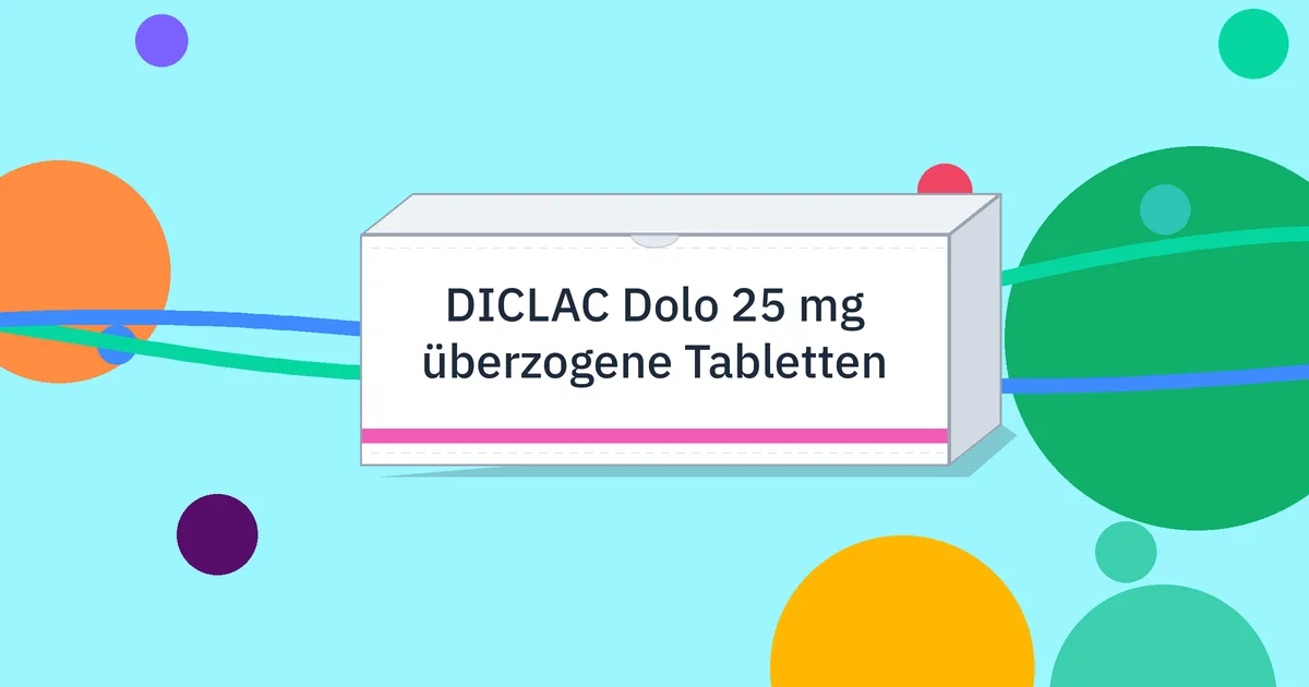 Symbolbild: Packung mit der Aufschrift DICLAC Dolo 25 mg überzogene Tabletten (PZN 01235521) – Verfügbarkeit und Bezug in Apotheken in Frankfurt am Main