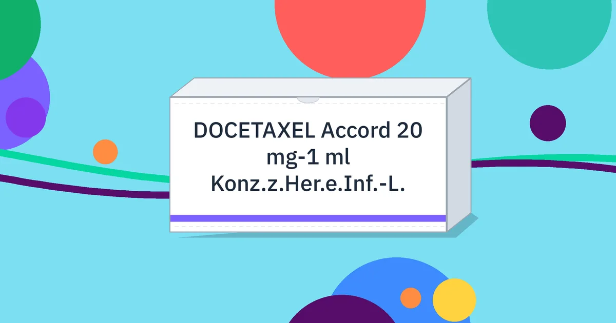 Symbolbild: Packung mit der Aufschrift DOCETAXEL Accord 20 mg-1 ml Konz.z.Her.e.Inf.-L. (PZN 09948870) – Verfügbarkeit und Bezug in Apotheken in Frankfurt am Main