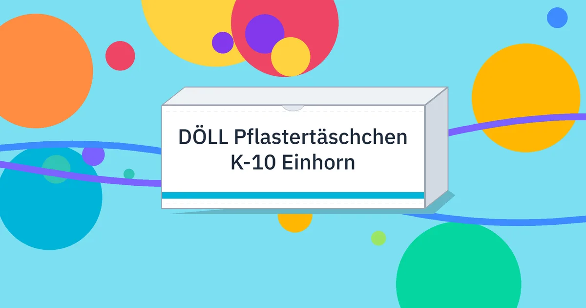 Symbolbild: Packung mit der Aufschrift DÖLL Pflastertäschchen K-10 Einhorn (PZN 19495725) – Verfügbarkeit und Bezug in Apotheken in Frankfurt am Main