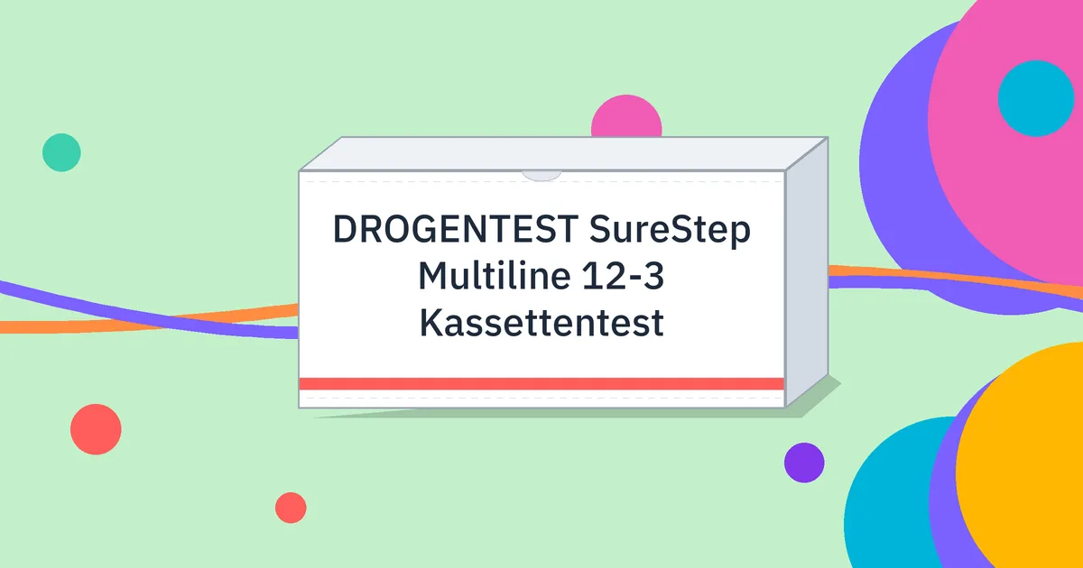 Symbolbild: Packung mit der Aufschrift DROGENTEST SureStep Multiline 12-3 Kassettentest (PZN 16589555) – Verfügbarkeit und Bezug in Apotheken in Frankfurt am Main