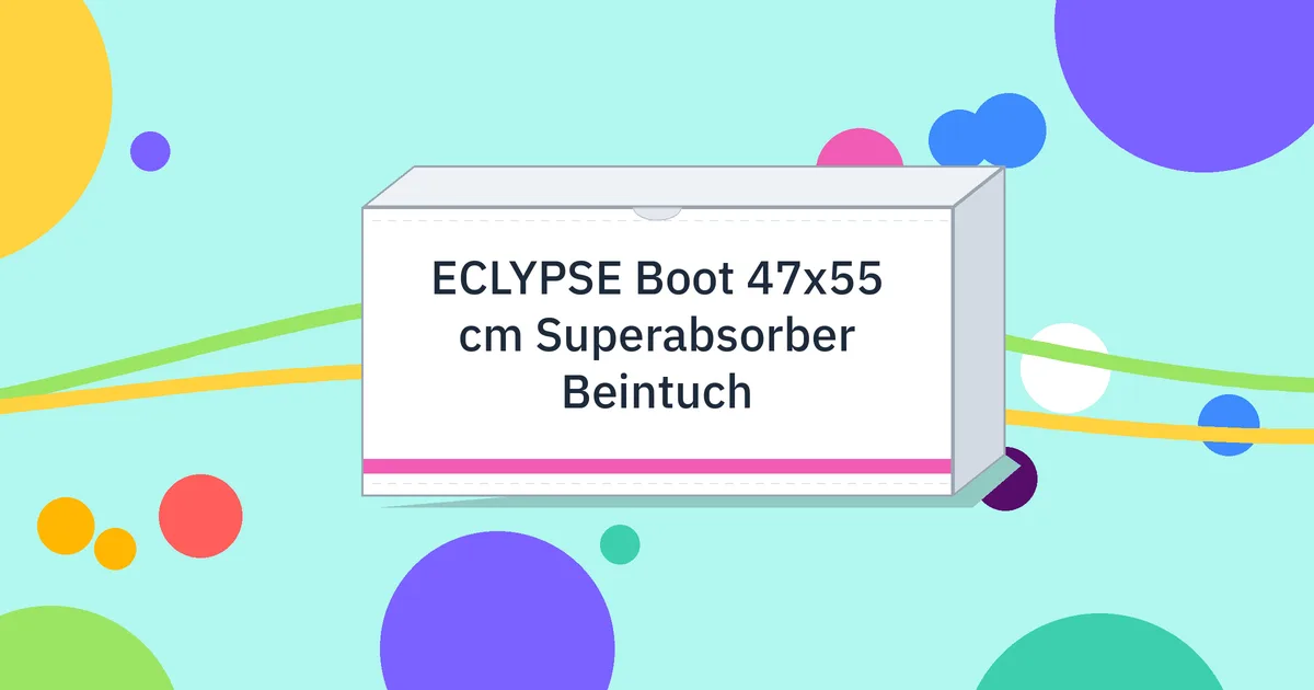 Symbolbild: Packung mit der Aufschrift ECLYPSE Boot 47x55 cm Superabsorber Beintuch (PZN 14233587) – Verfügbarkeit und Bezug in Apotheken in Frankfurt am Main