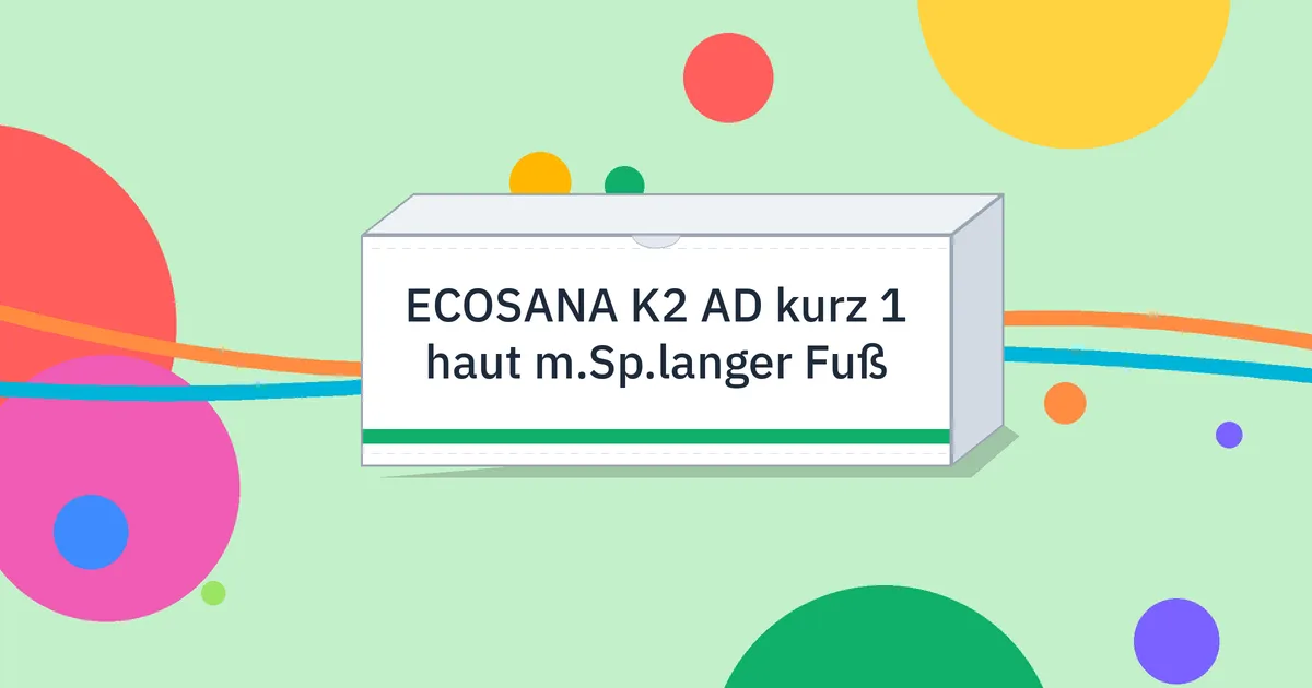 Symbolbild: Packung mit der Aufschrift ECOSANA K2 AD kurz 1 haut m.Sp.langer Fuß (PZN 10954048) – Verfügbarkeit und Bezug in Apotheken in Frankfurt am Main