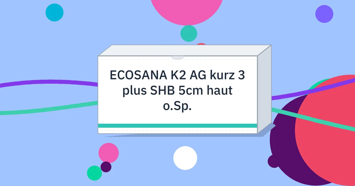 Symbolbild: Packung mit der Aufschrift ECOSANA K2 AG kurz 3 plus SHB 5cm haut o.Sp. (PZN 01432569) – Verfügbarkeit und Bezug in Apotheken in Frankfurt am Main