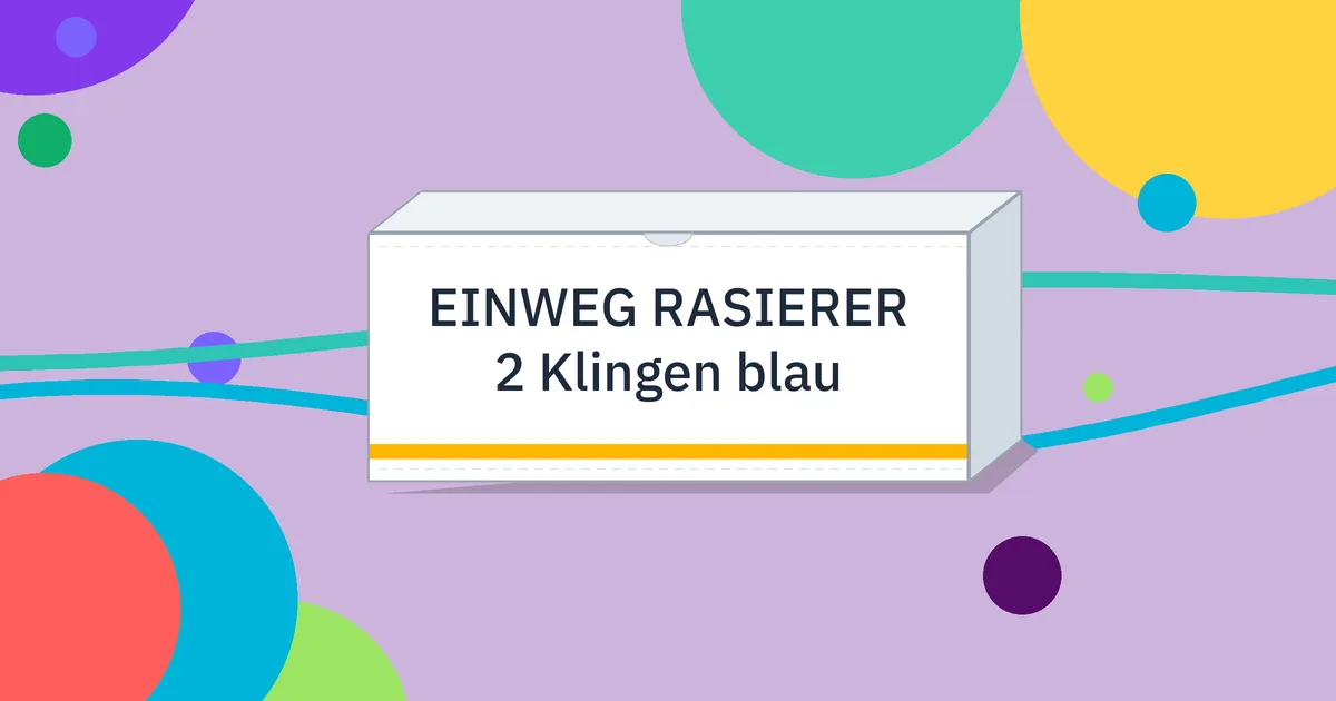 Symbolbild: Packung mit der Aufschrift EINWEG RASIERER 2 Klingen blau (PZN 10075803) – Verfügbarkeit und Bezug in Apotheken in Frankfurt am Main