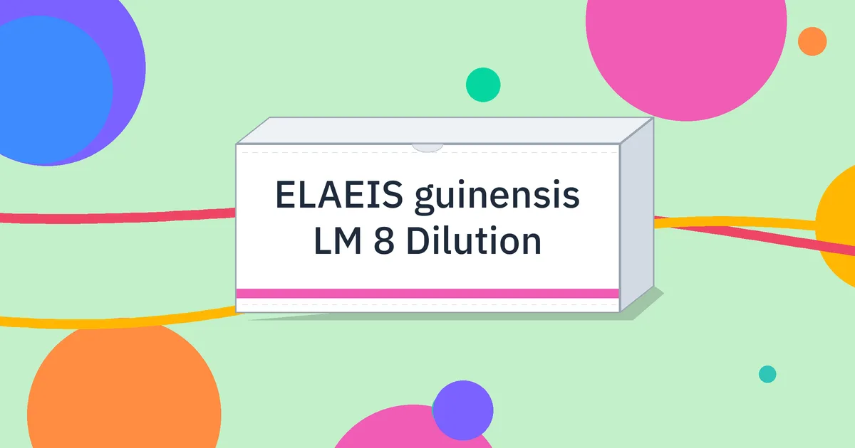 Symbolbild: Packung mit der Aufschrift ELAEIS guinensis LM 8 Dilution (PZN 13469738) – Verfügbarkeit und Bezug in Apotheken in Frankfurt am Main