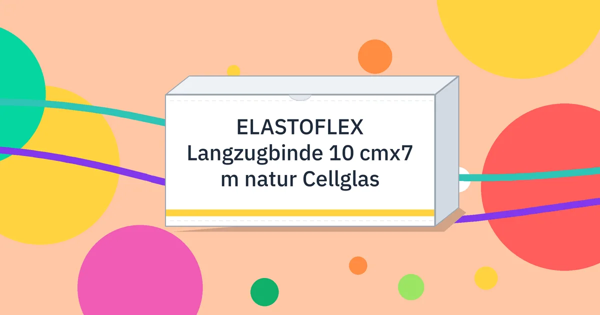 Symbolbild: Packung mit der Aufschrift ELASTOFLEX Langzugbinde 10 cmx7 m natur Cellglas (PZN 17491893) – Verfügbarkeit und Bezug in Apotheken in Frankfurt am Main
