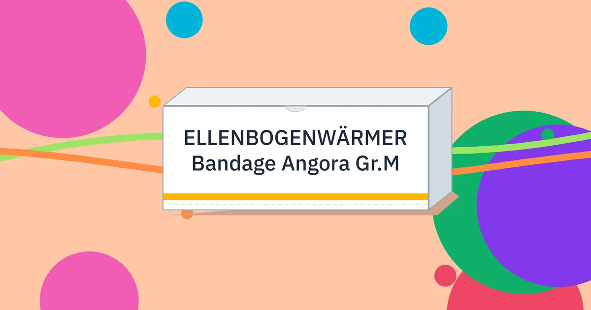 Symbolbild: Packung mit der Aufschrift ELLENBOGENWÄRMER Bandage Angora Gr.M (PZN 19390914) – Verfügbarkeit und Bezug in Apotheken in Frankfurt am Main