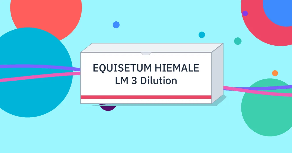 Symbolbild: Packung mit der Aufschrift EQUISETUM HIEMALE LM 3 Dilution (PZN 13473384) – Verfügbarkeit und Bezug in Apotheken in Frankfurt am Main