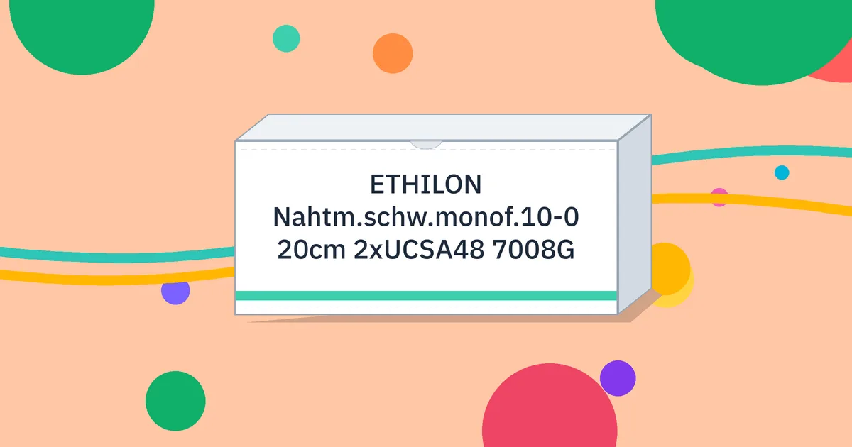 Symbolbild: Packung mit der Aufschrift ETHILON Nahtm.schw.monof.10-0 20cm 2xUCSA48 7008G (PZN 20896323) – Verfügbarkeit und Bezug in Apotheken in Frankfurt am Main