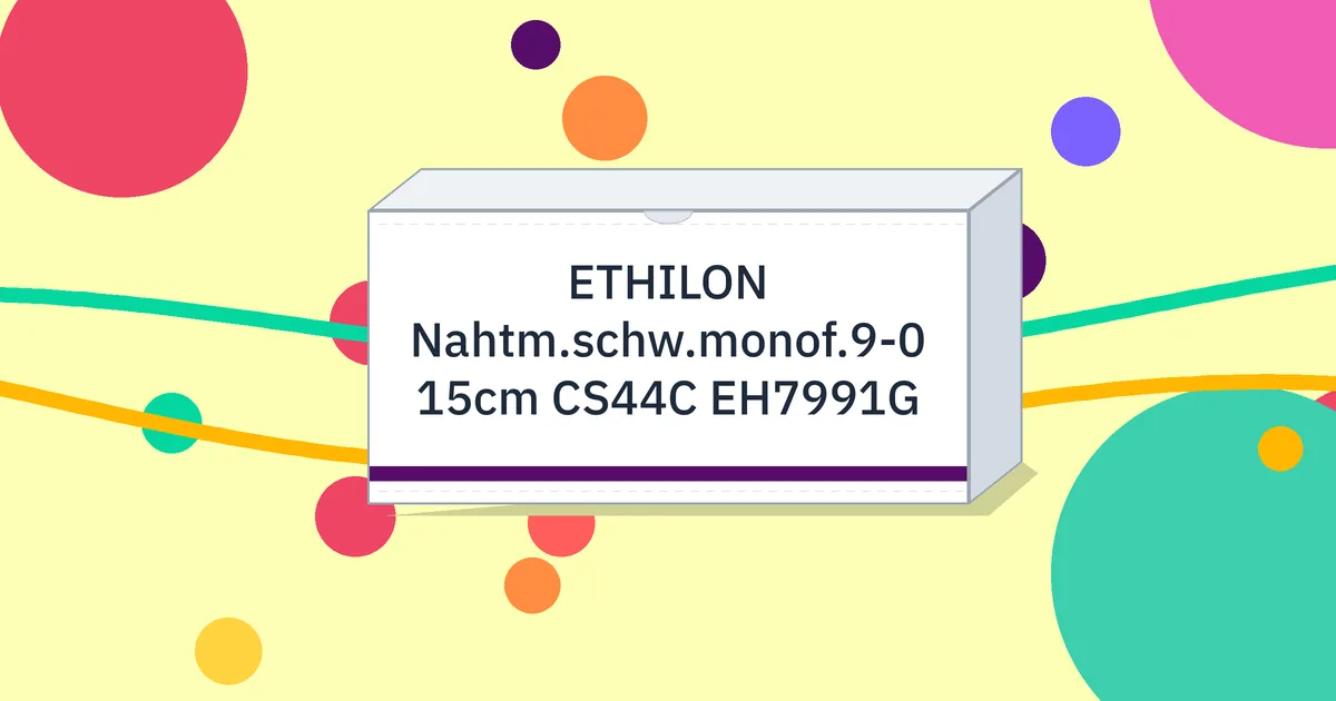 Symbolbild: Packung mit der Aufschrift ETHILON Nahtm.schw.monof.9-0 15cm CS44C EH7991G (PZN 16251454) – Verfügbarkeit und Bezug in Apotheken in Frankfurt am Main