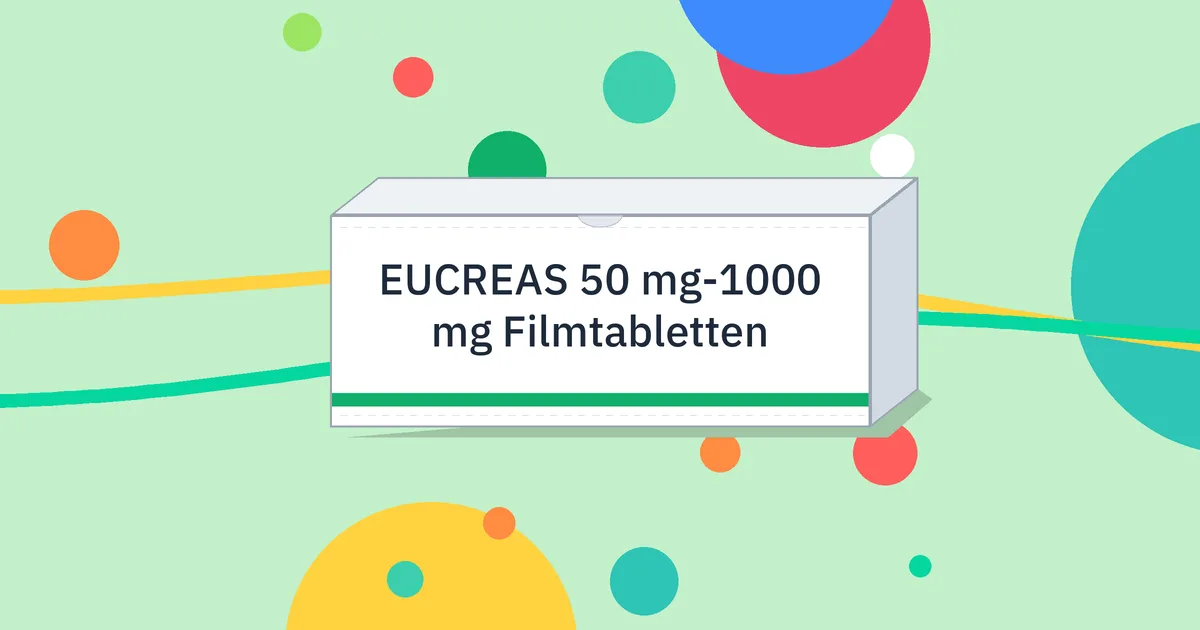 Symbolbild: Packung mit der Aufschrift EUCREAS 50 mg-1000 mg Filmtabletten (PZN 10528311) – Verfügbarkeit und Bezug in Apotheken in Frankfurt am Main