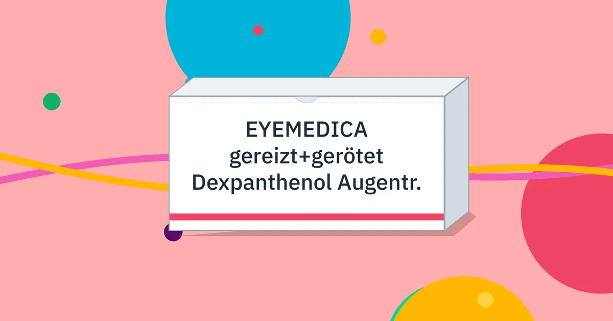 Symbolbild: Packung mit der Aufschrift EYEMEDICA gereizt+gerötet Dexpanthenol Augentr. (PZN 15862500) – Verfügbarkeit und Bezug in Apotheken in Frankfurt am Main