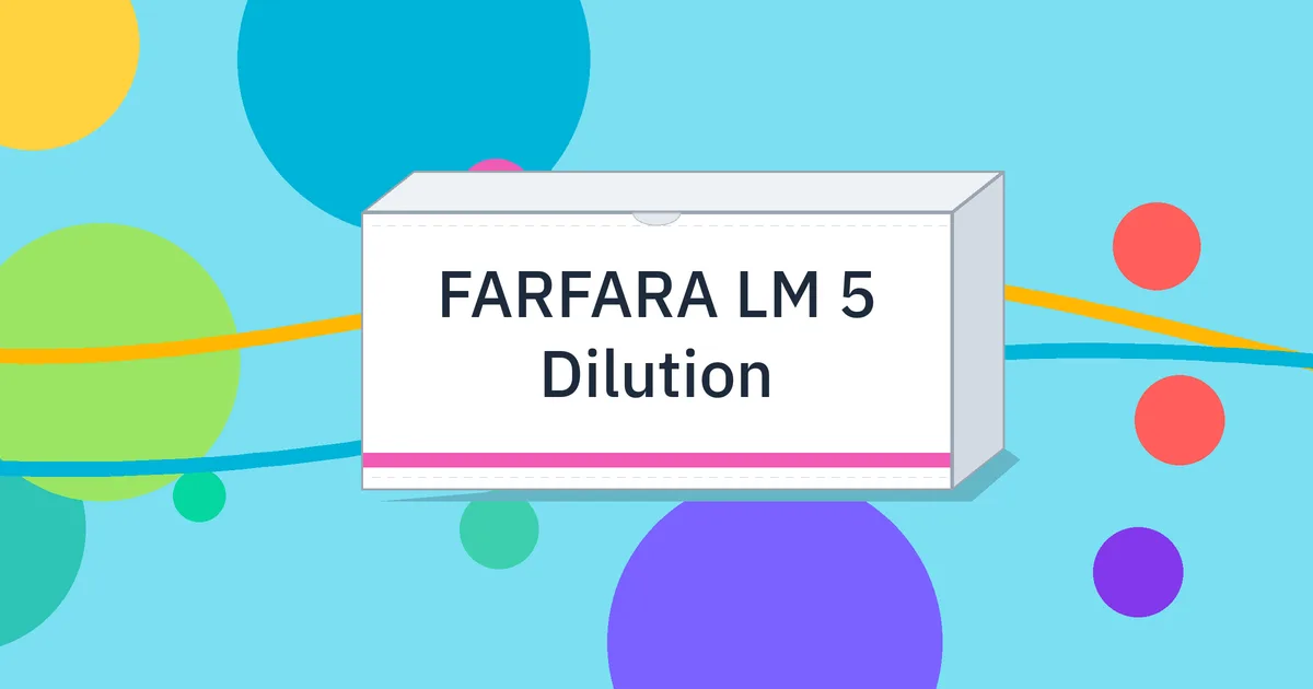 Symbolbild: Packung mit der Aufschrift FARFARA LM 5 Dilution (PZN 13487328) – Verfügbarkeit und Bezug in Apotheken in Frankfurt am Main