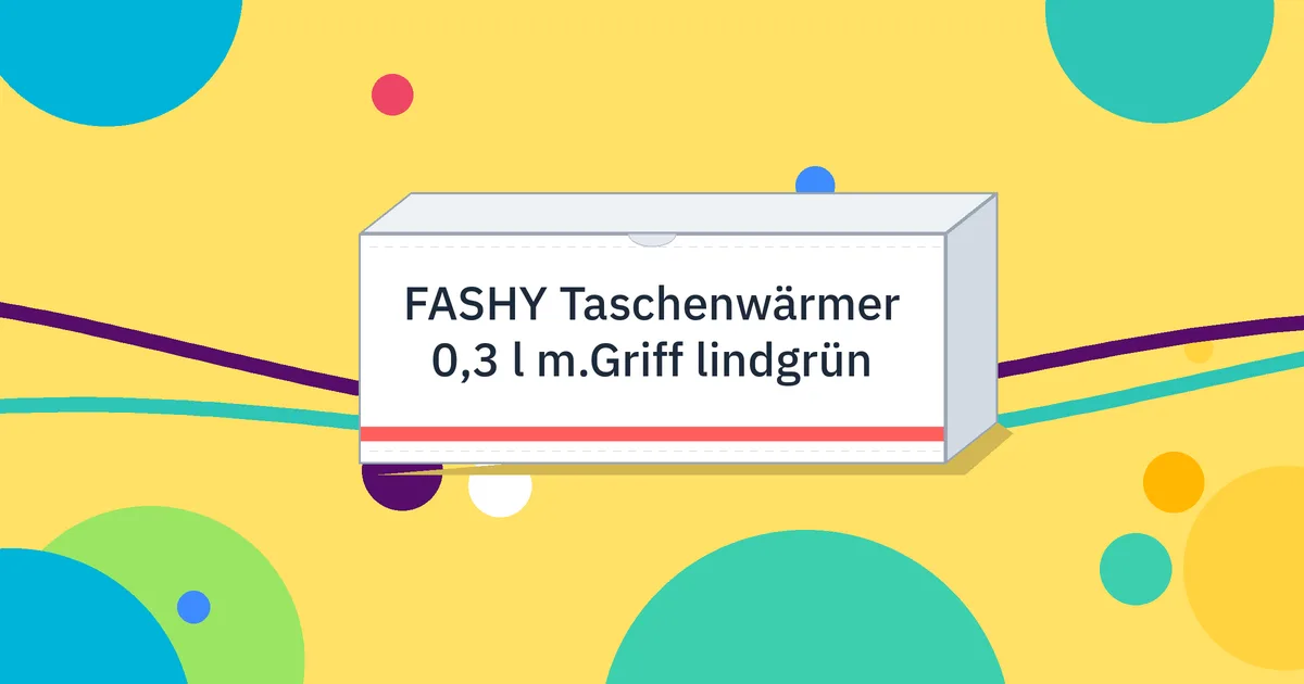 Symbolbild: Packung mit der Aufschrift FASHY Taschenwärmer 0,3 l m.Griff lindgrün (PZN 20351799) – Verfügbarkeit und Bezug in Apotheken in Frankfurt am Main