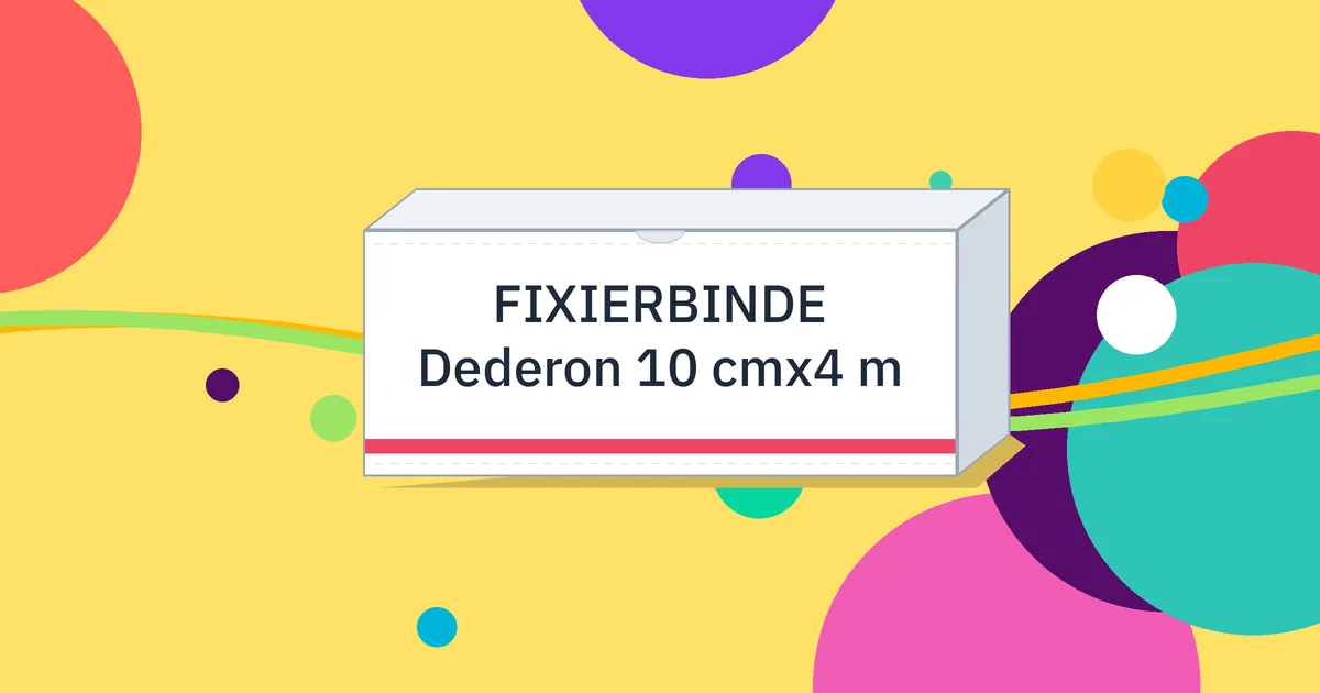 Symbolbild: Packung mit der Aufschrift FIXIERBINDE Dederon 10 cmx4 m (PZN 04094920) – Verfügbarkeit und Bezug in Apotheken in Frankfurt am Main