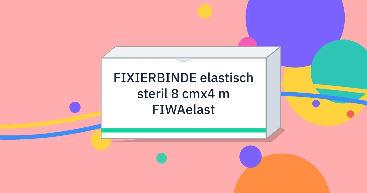 Symbolbild: Packung mit der Aufschrift FIXIERBINDE elastisch steril 8 cmx4 m FIWAelast (PZN 11860220) – Verfügbarkeit und Bezug in Apotheken in Frankfurt am Main