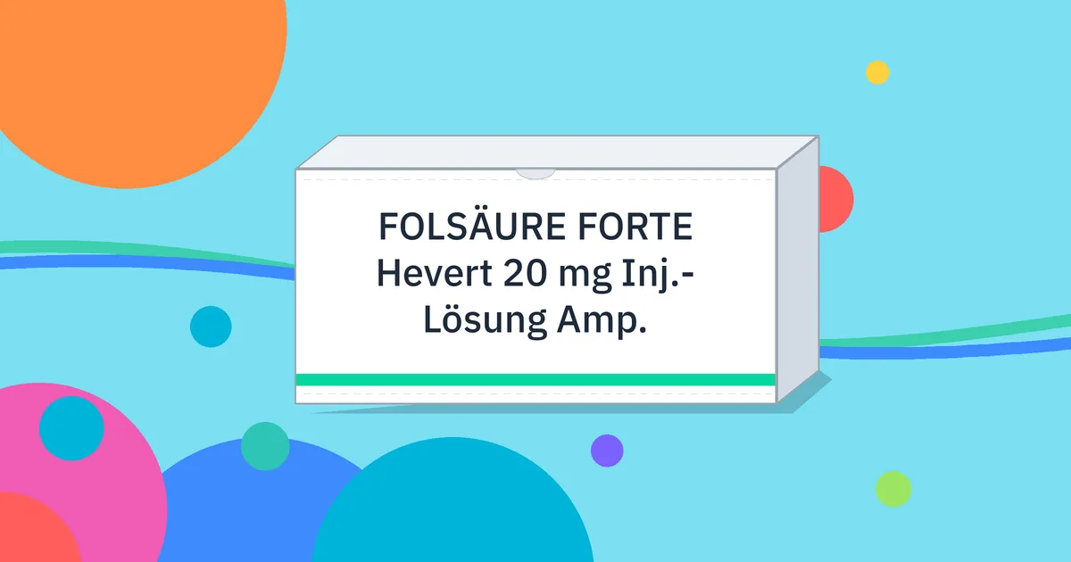 Symbolbild: Packung mit der Aufschrift FOLSÄURE FORTE Hevert 20 mg Inj.-Lösung Amp. (PZN 19831560) – Verfügbarkeit und Bezug in Apotheken in Frankfurt am Main